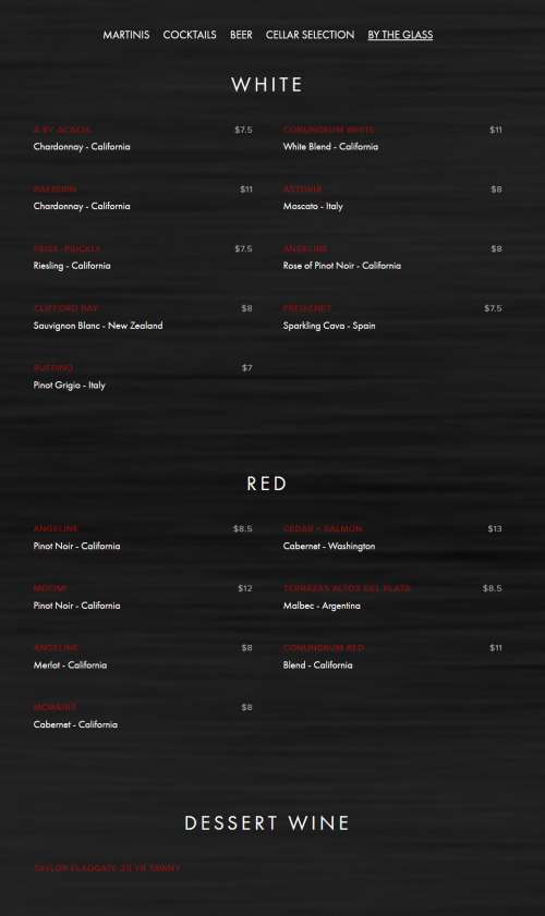 Kai after Dark menu in Springfield, Missouri, USA