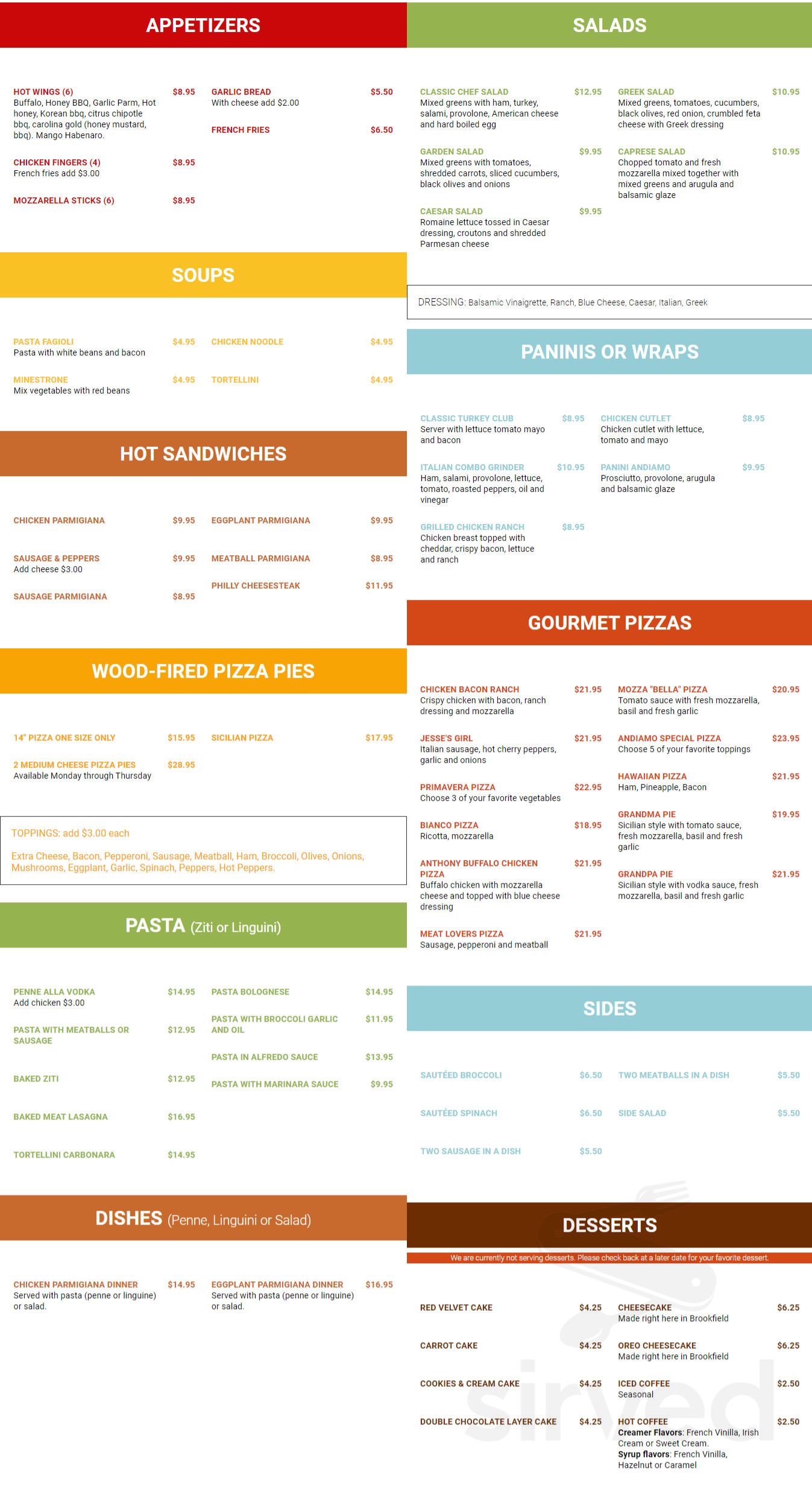 ANDIAMO MERCATO menus in Brookfield, Connecticut, United States
