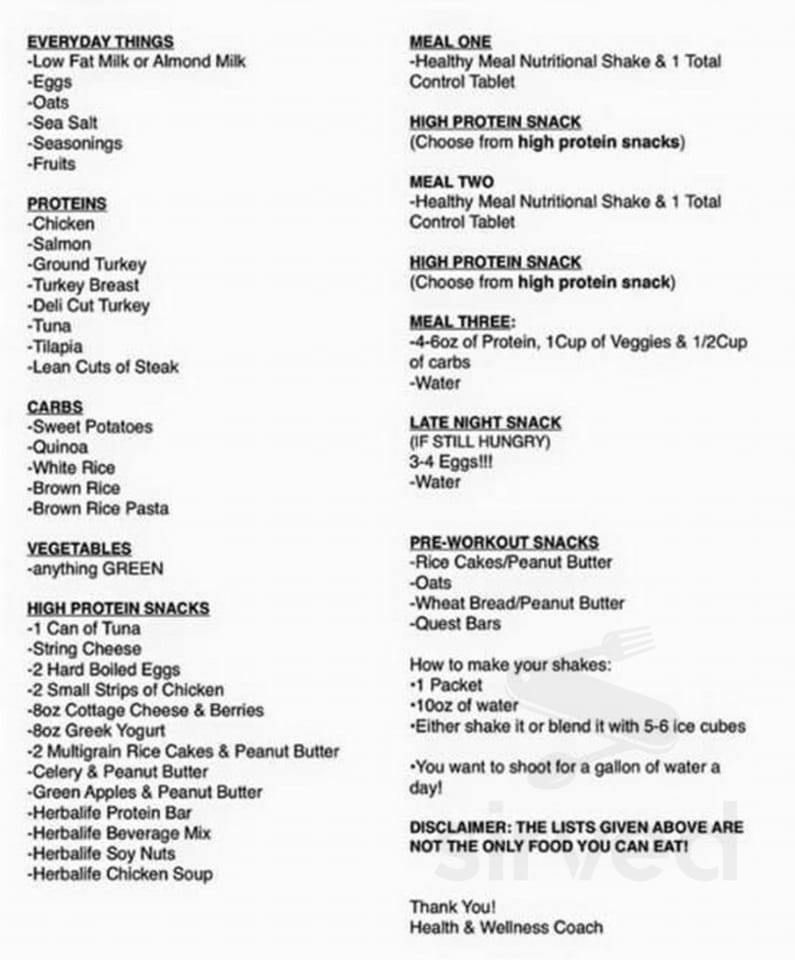 Happy Life Nutrition menu in Newnan, Georgia, USA