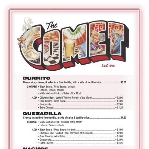 The Comet menu in Cincinnati, Ohio, USA