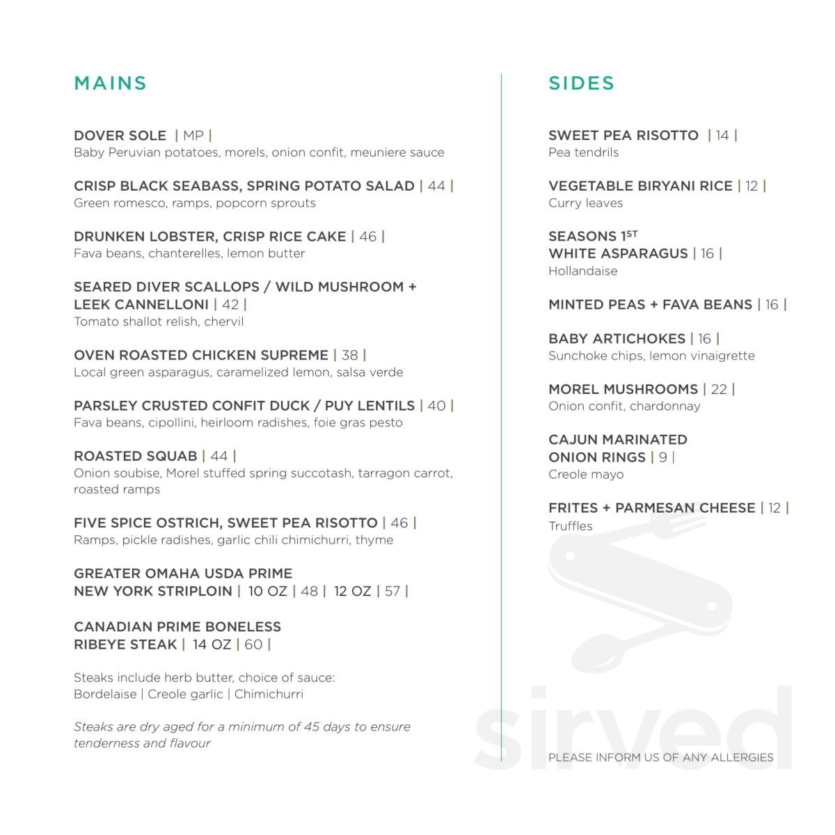 Menu for Sash in Toronto, ON | Sirved