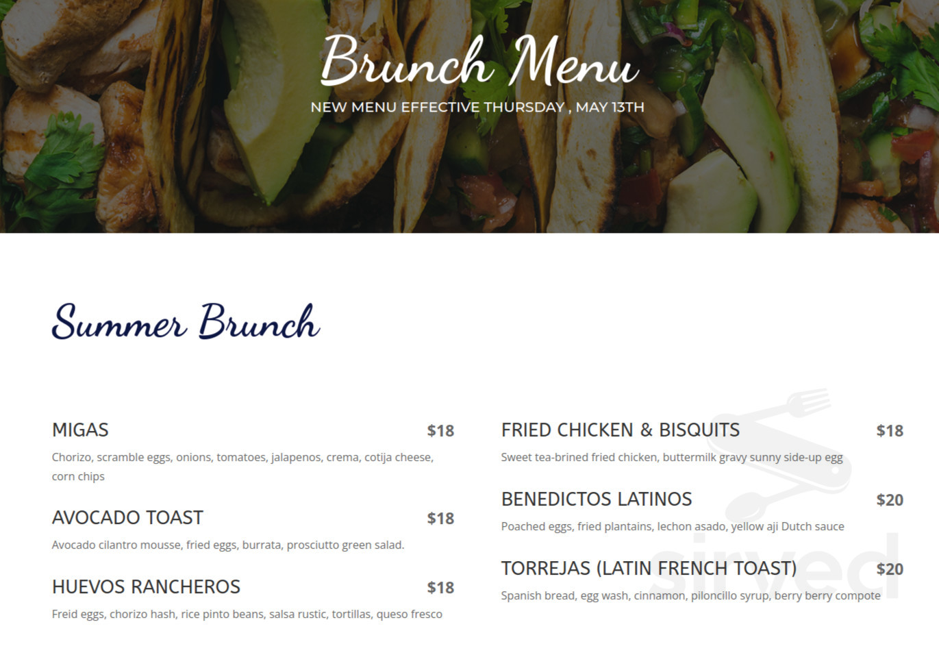 Chef Luis Restaurant menu in New Canaan, Connecticut, USA