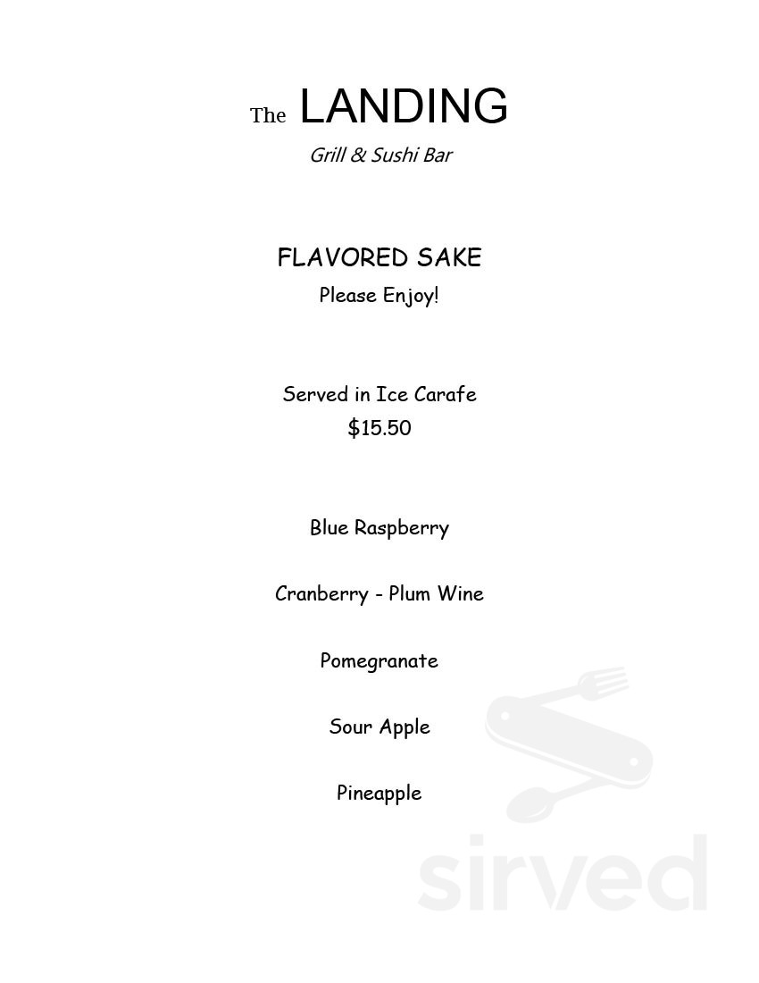 The Landing Grill & Sushi Bar menu in Westlake Village, California, USA