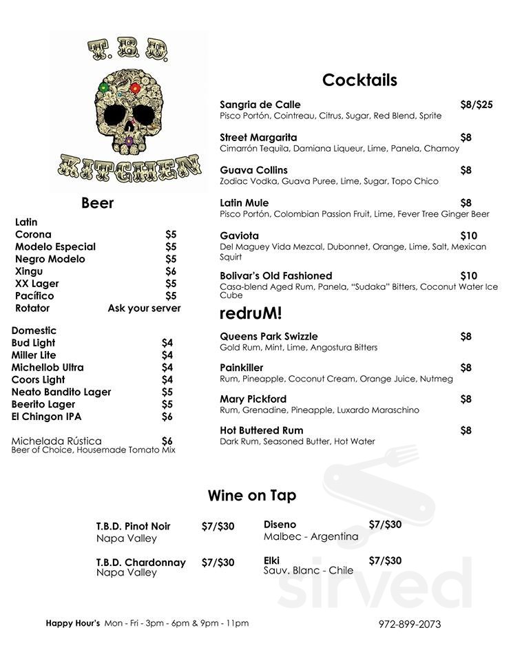 TBD Kitchen menu in Lewisville, Texas, USA