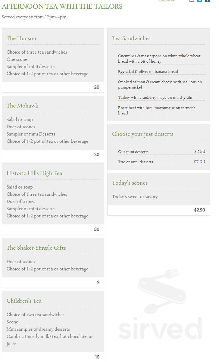 Tailored Tea menu in Latham, New York, USA