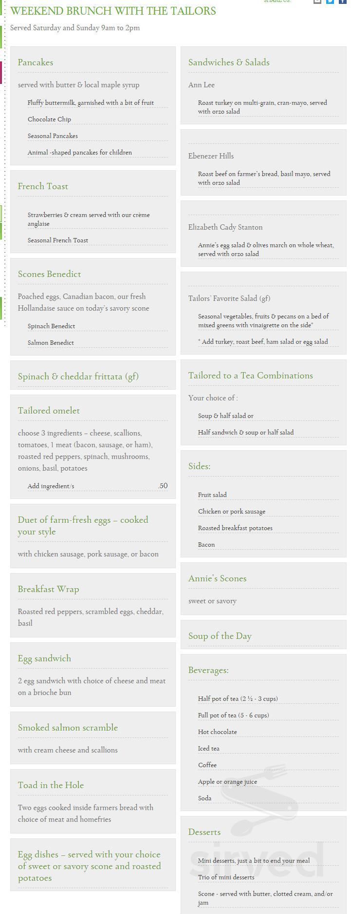 Tailored Tea menu in Latham, New York, USA