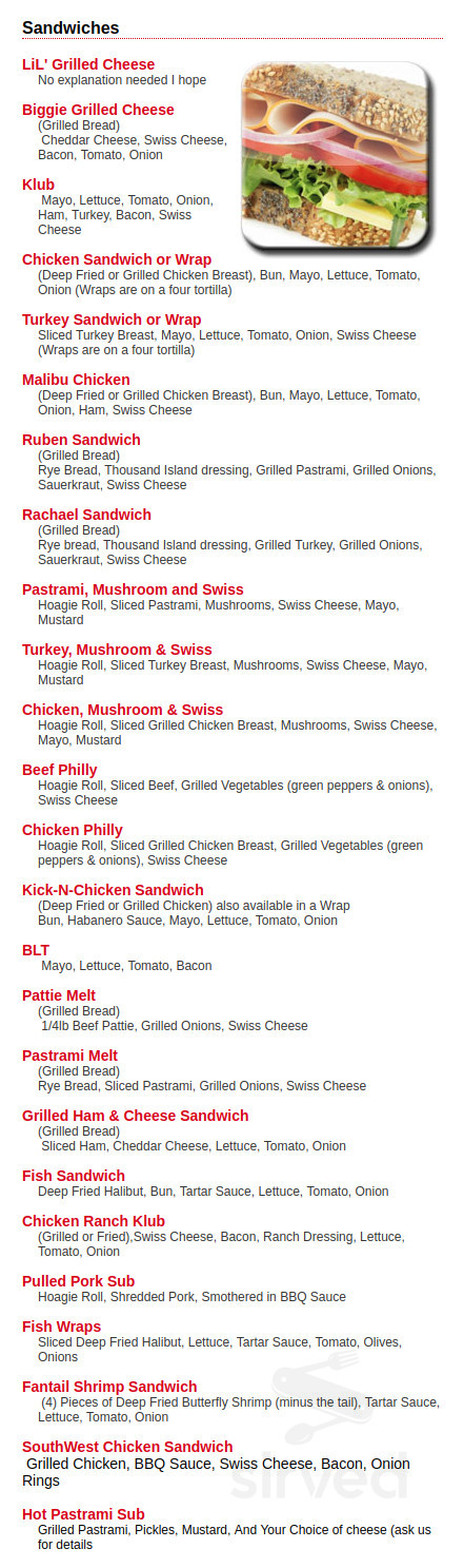 Kravers menu in Tooele, Utah, USA