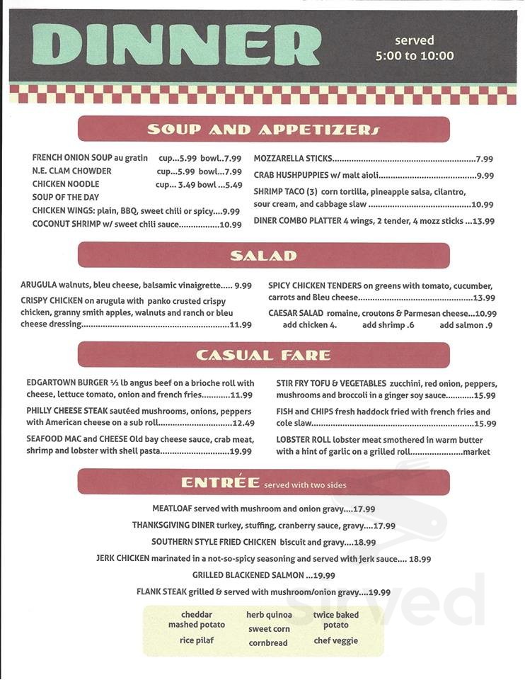 Edgartown Diner menu in Edgartown, Massachusetts, USA