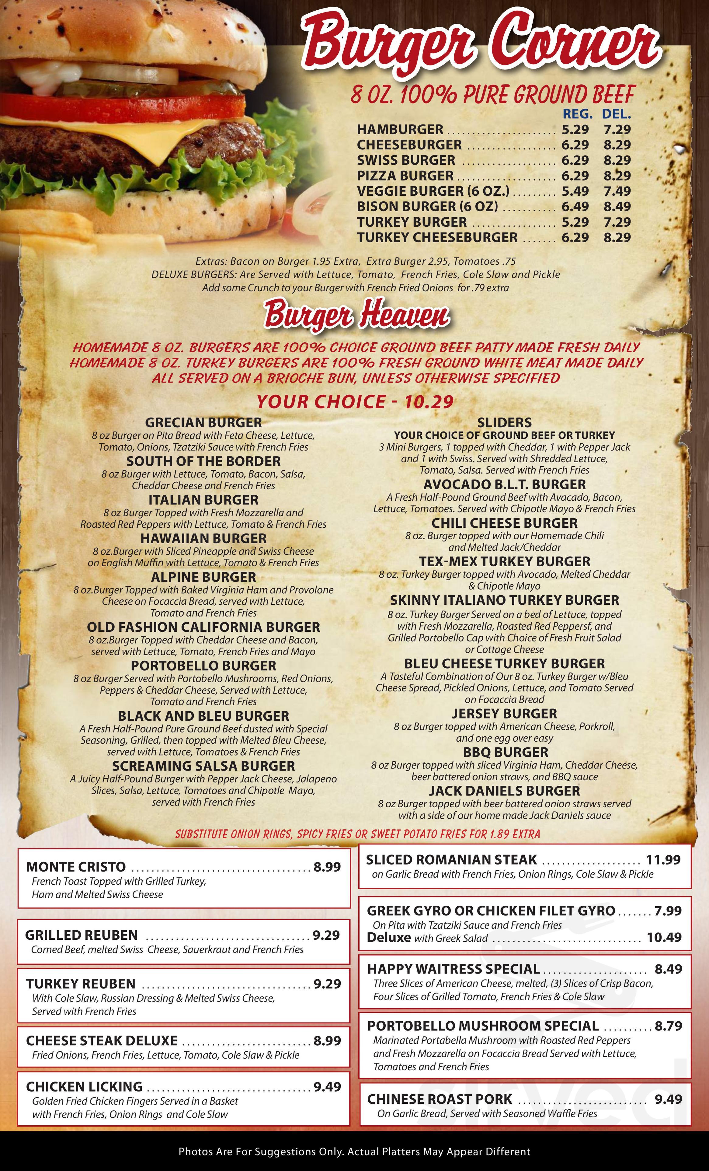 Park Place Diner menus in Matawan, New Jersey, United States
