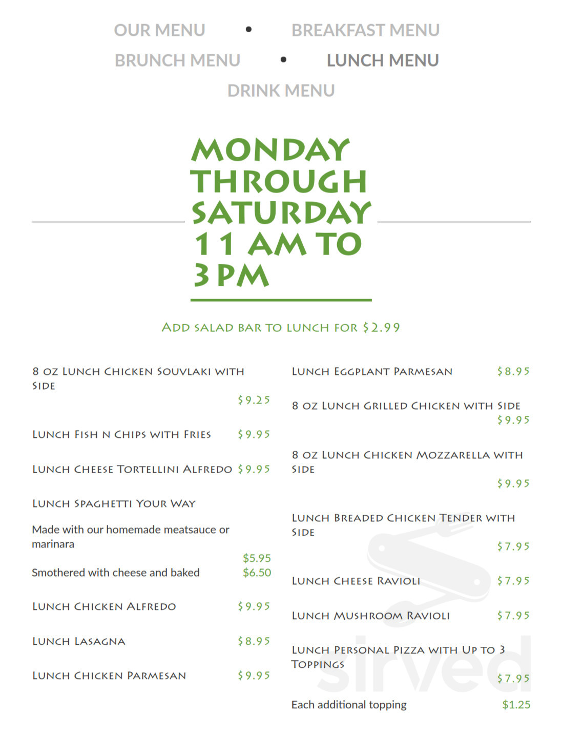 Grecian Family Restaurant and Bakery menus in Spring Hill, Tennessee ...