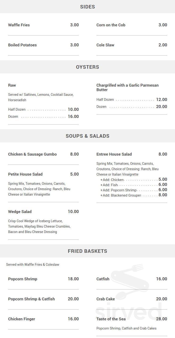 Hammerhead's Bar & Grille menu in Miramar Beach, Florida, USA