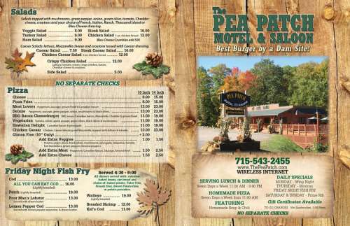 Pea Patch Motel & Saloon menu in Manitowish Waters, Wisconsin, USA