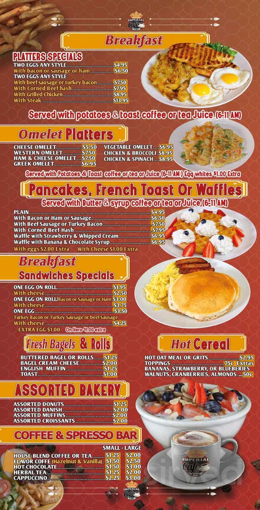 Imperial Cafe menu in The Bronx, New York, USA