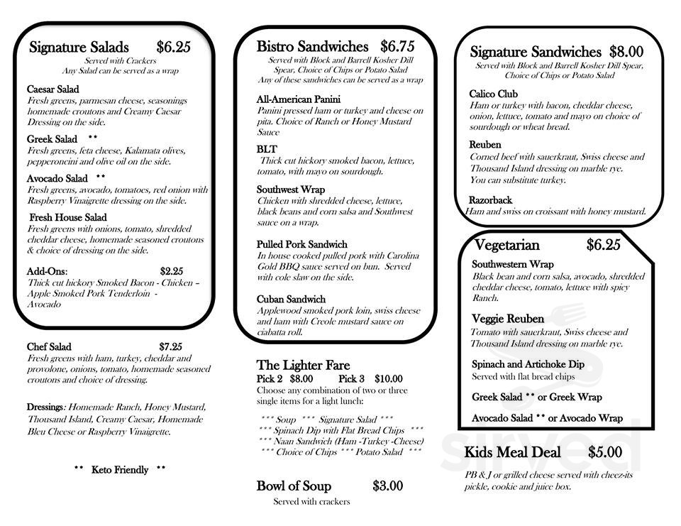 Menu - Calico Rock AK's Printing Press Cafe | Sirved