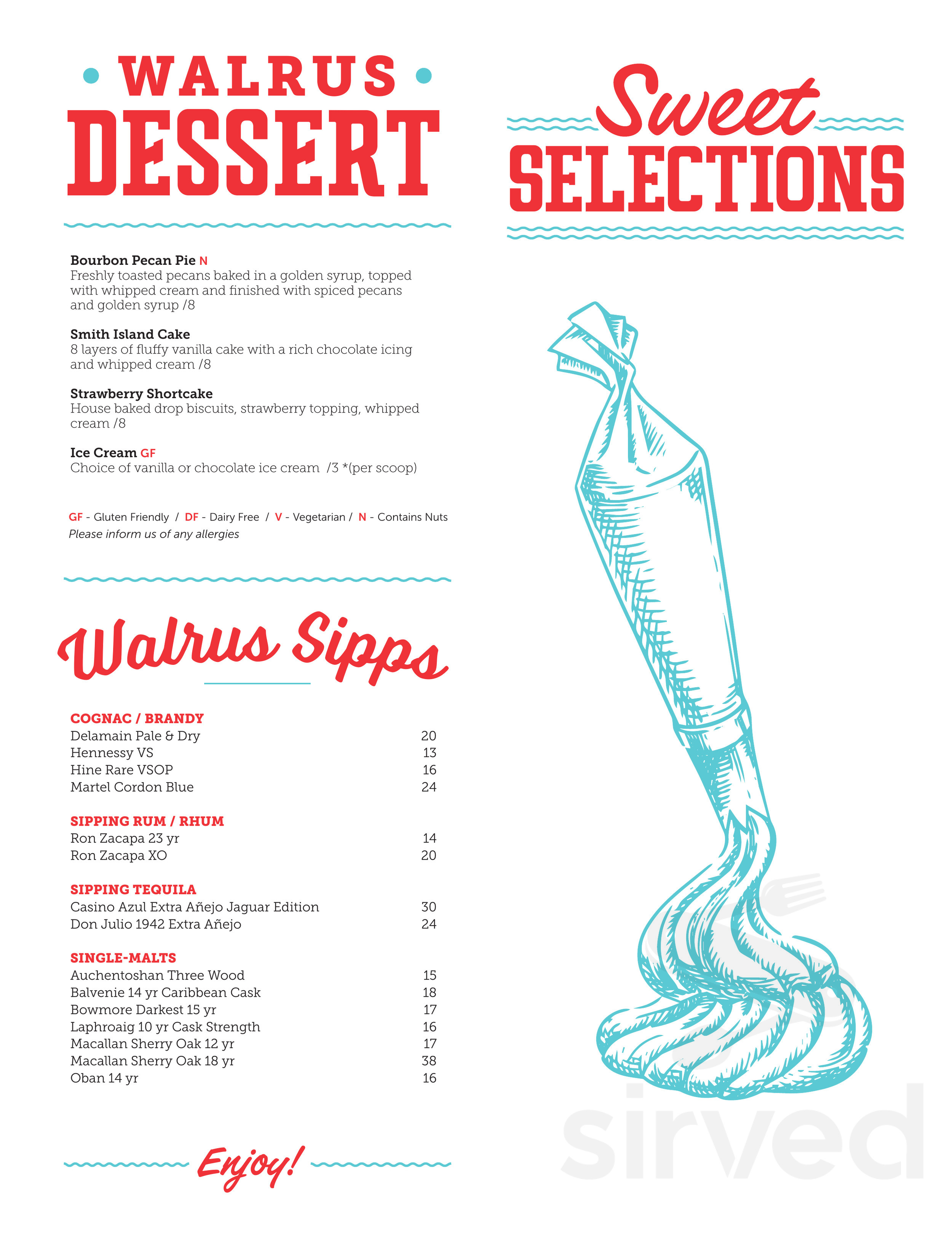 The Walrus Oyster & Ale House menu in Columbia, Maryland, USA