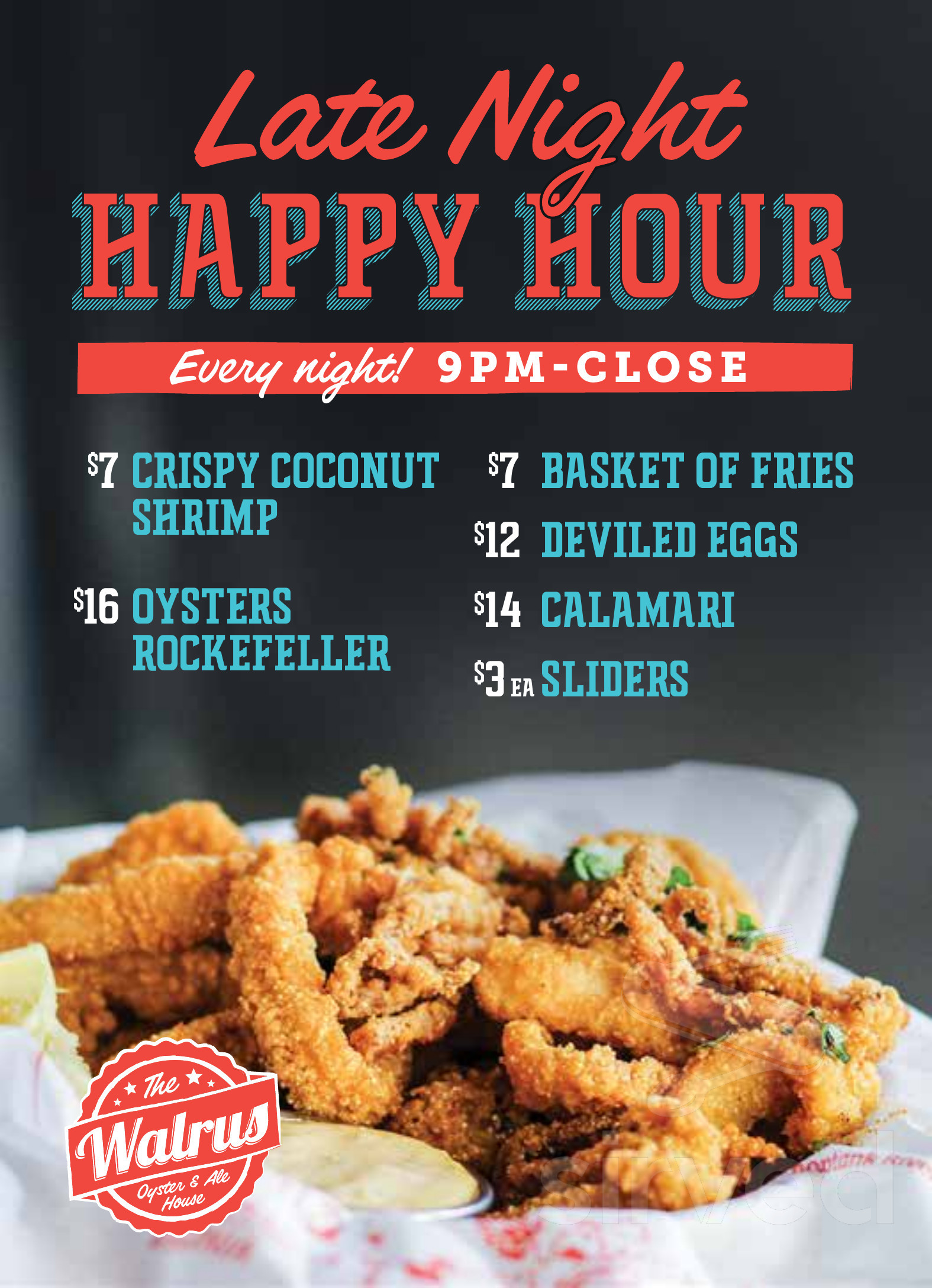 The Walrus Oyster & Ale House menu in Columbia, Maryland, USA