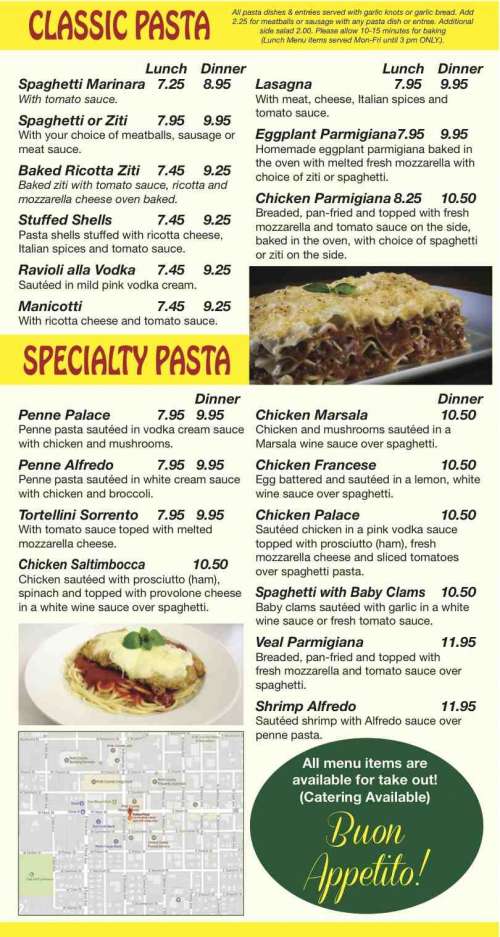 Palace Pizza menu in Bartow, Florida, USA