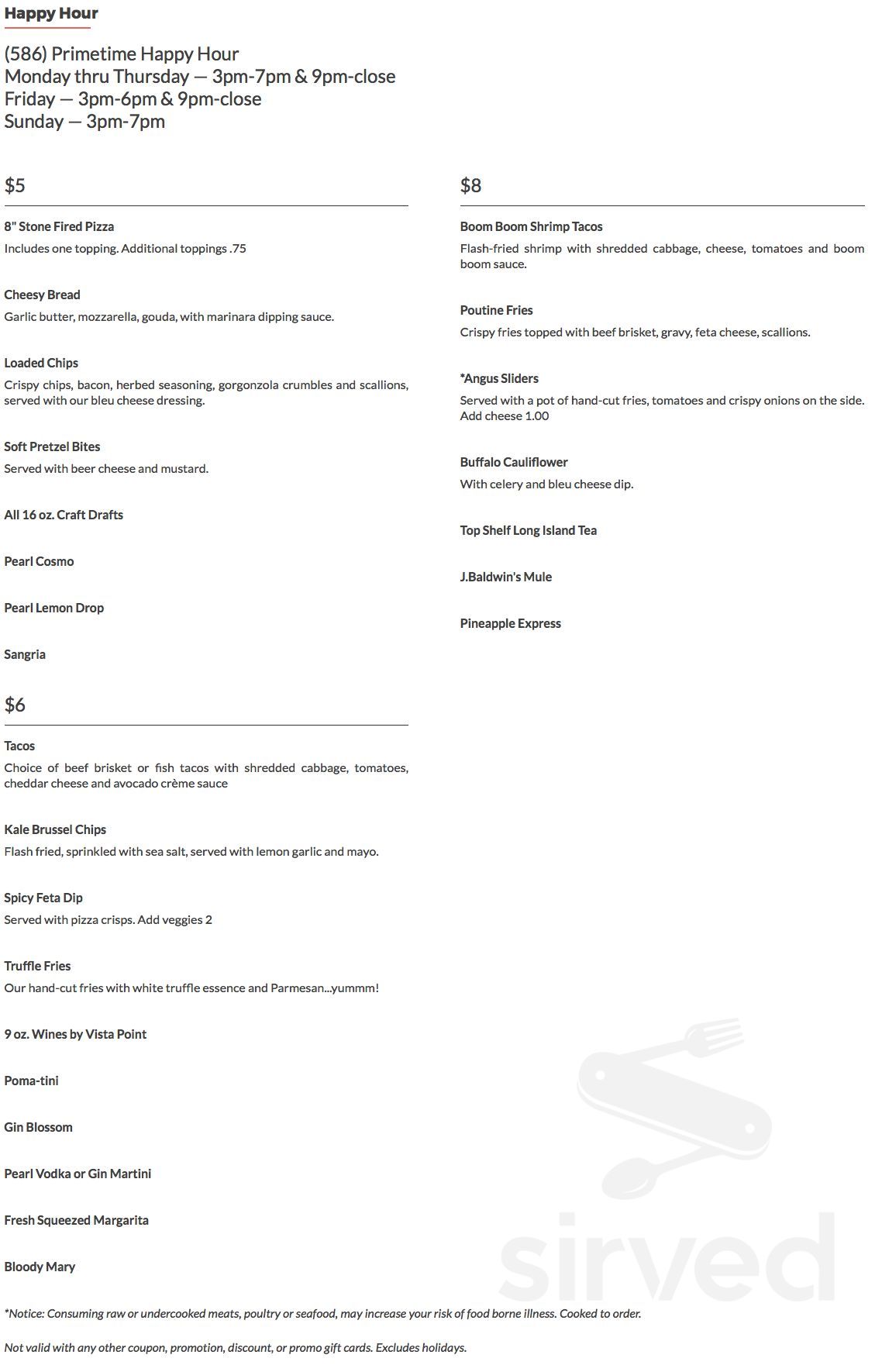 J.Baldwin's Restaurant menu in Clinton Twp, Michigan, USA