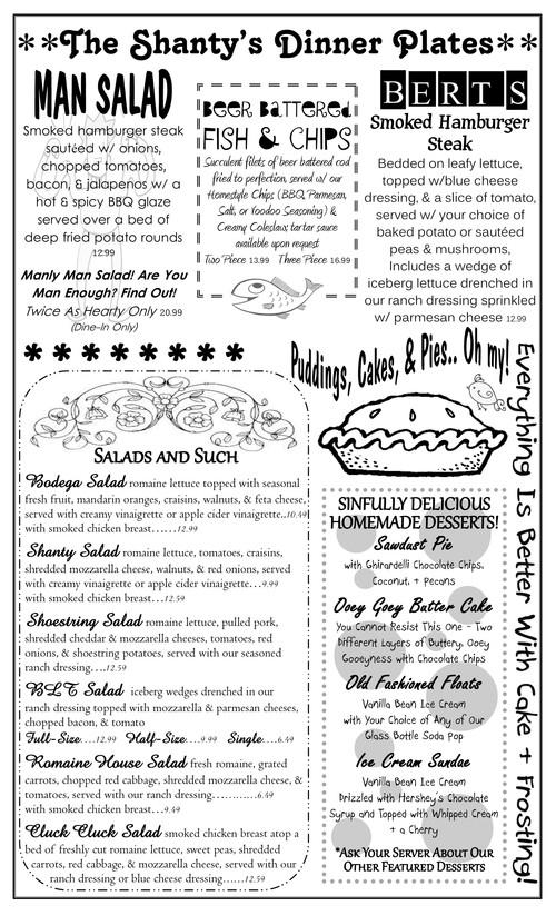 RED SHANTY BBQ & CAFE menu in Higginsville, Missouri, USA