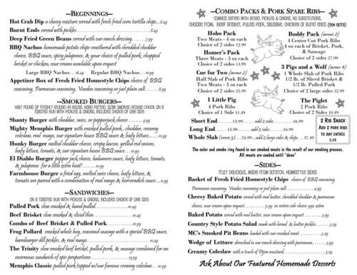 RED SHANTY BBQ & CAFE menu in Higginsville, Missouri, USA