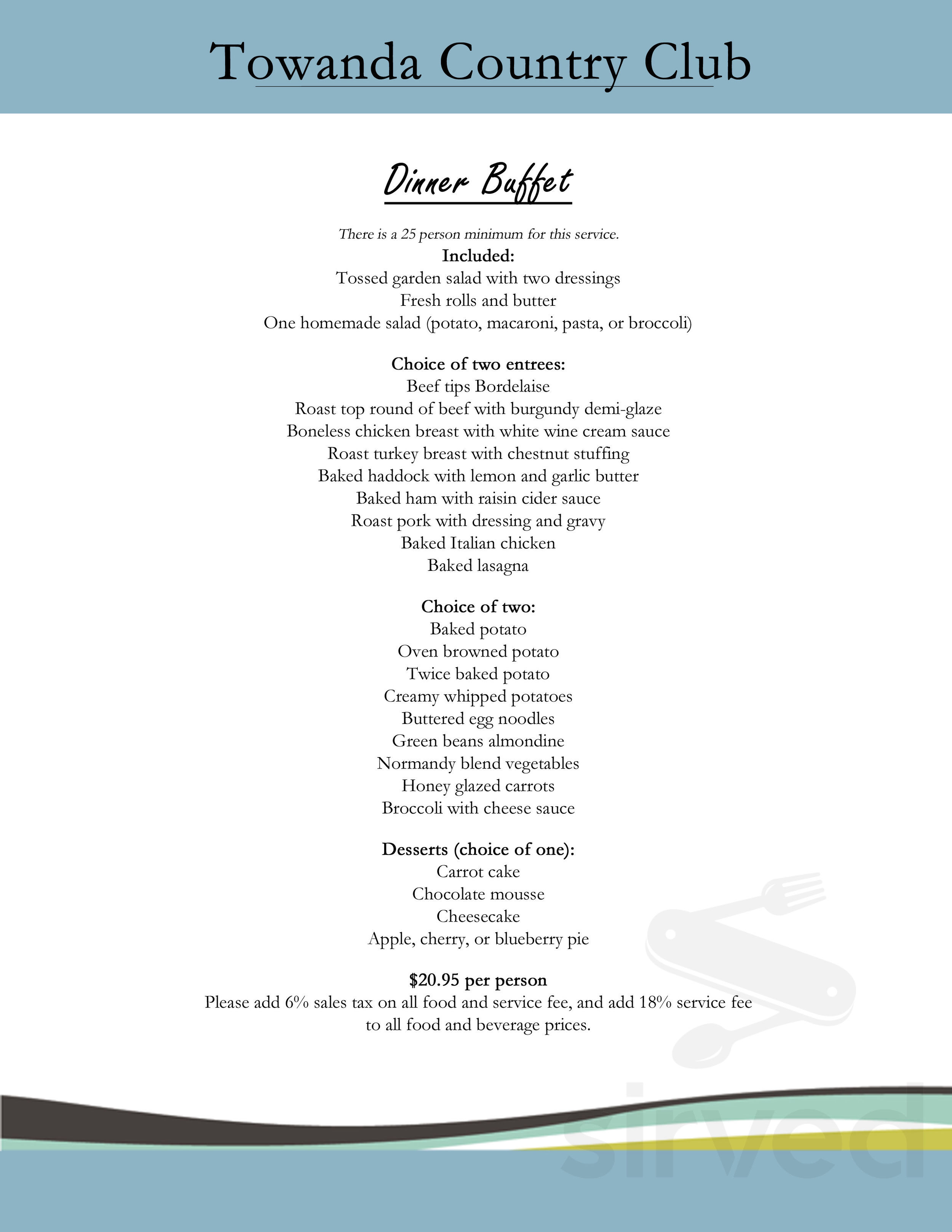 Towanda Golf Club menu in Towanda, Pennsylvania, USA