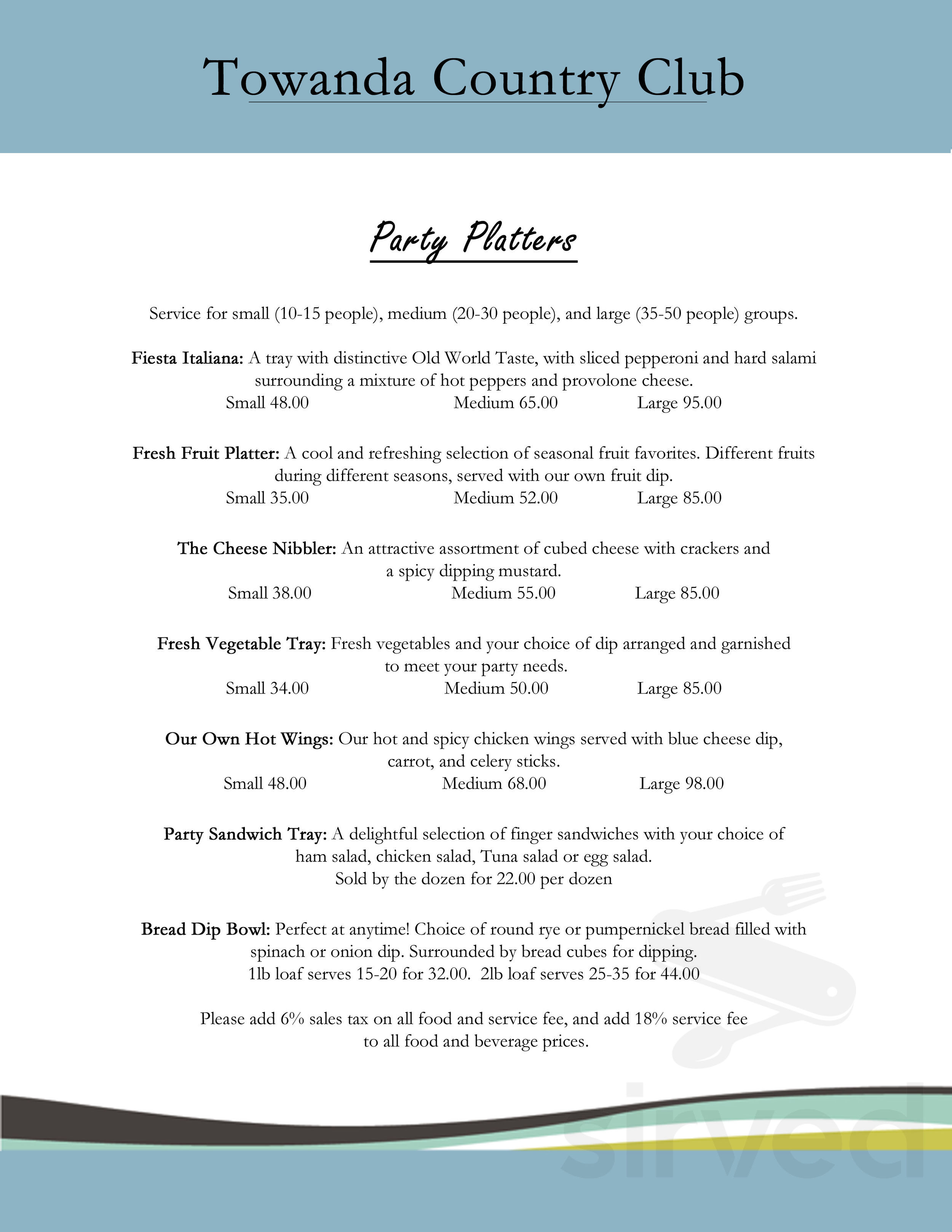 Towanda Golf Club menu in Towanda, Pennsylvania, USA