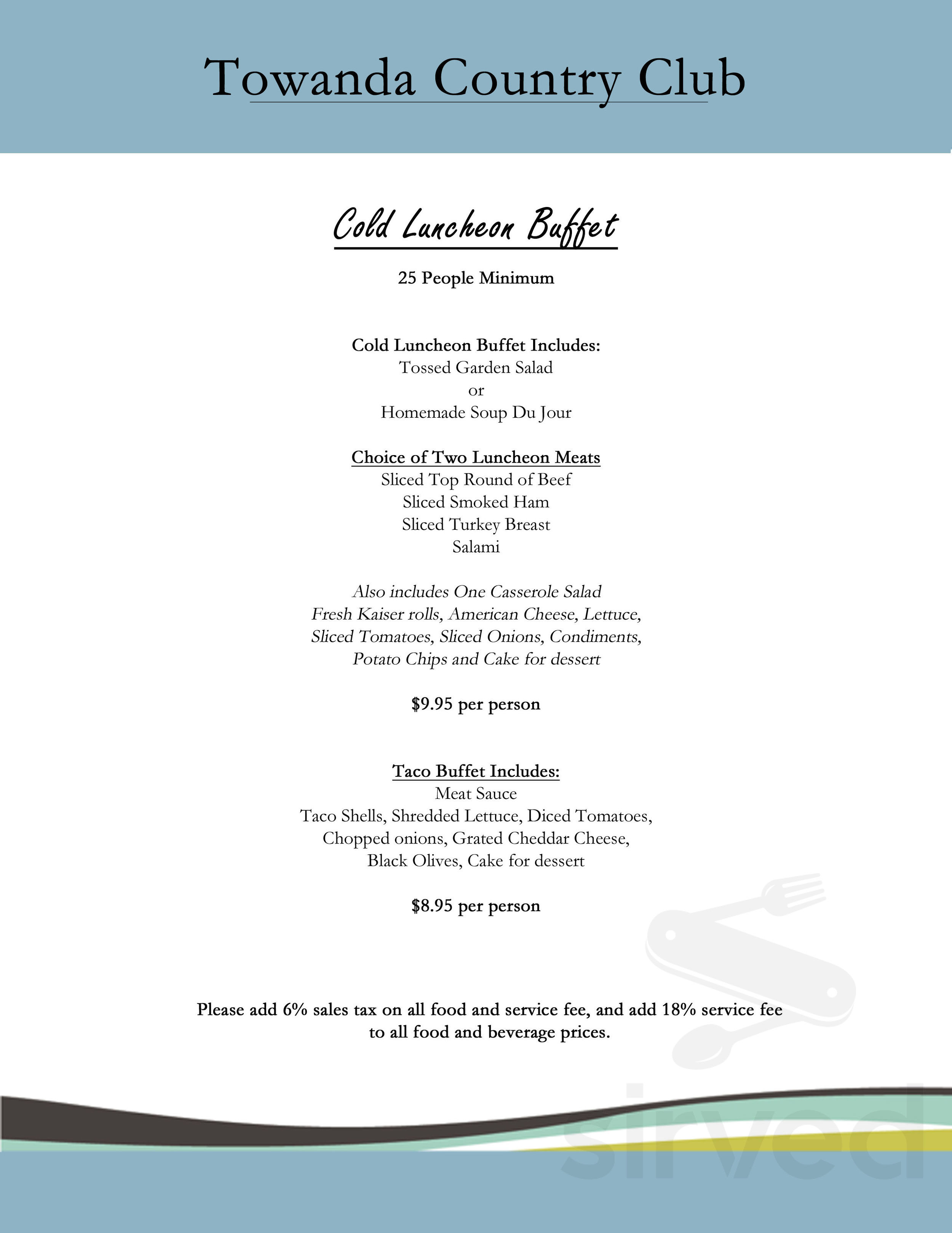 Towanda Golf Club menu in Towanda, Pennsylvania, USA