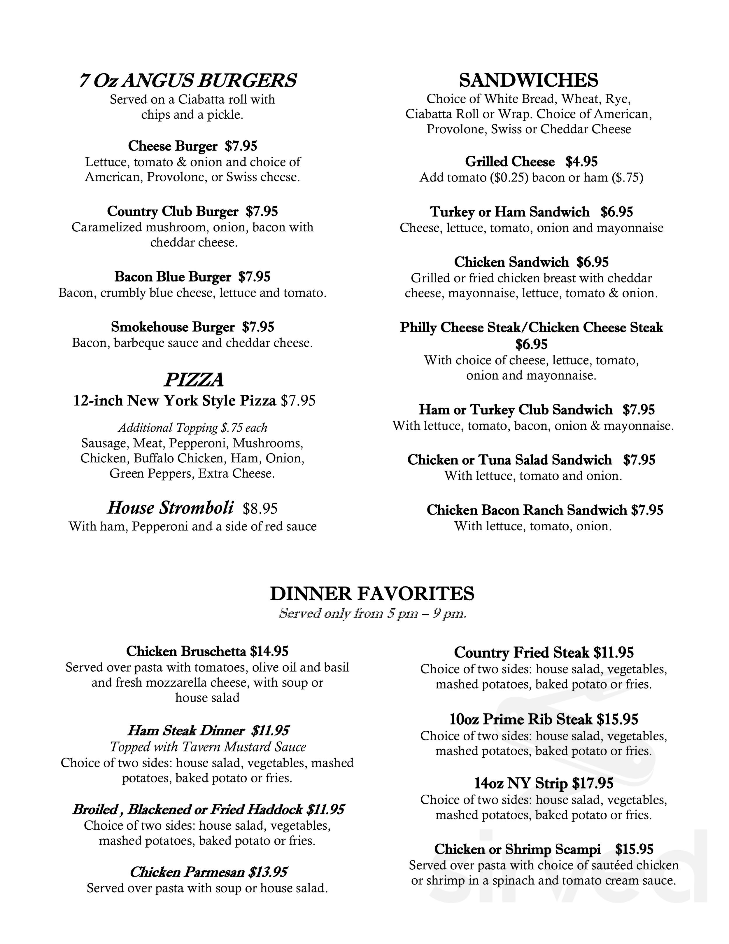 Towanda Golf Club menu in Towanda, Pennsylvania, USA