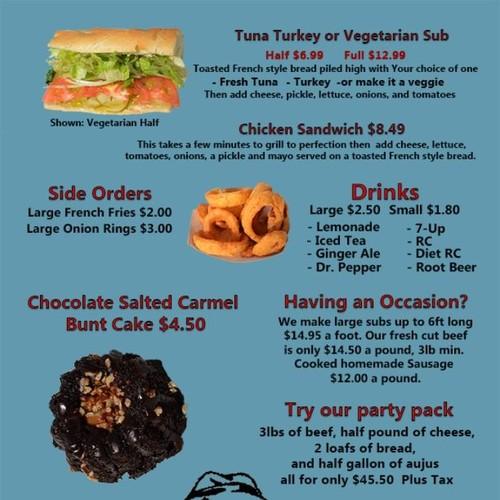Luke's Chicago Sandwiches menu in Tucson, Arizona, USA