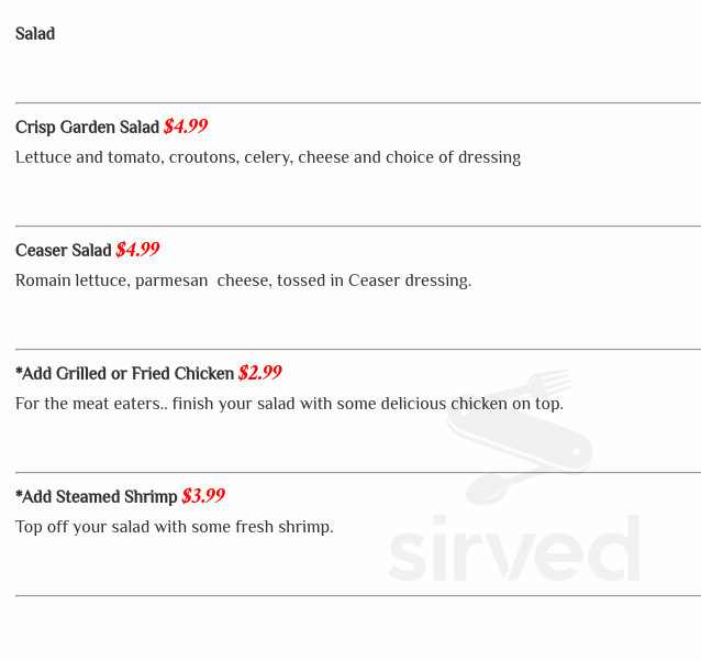 Wingman menu in Pasadena, Maryland, USA