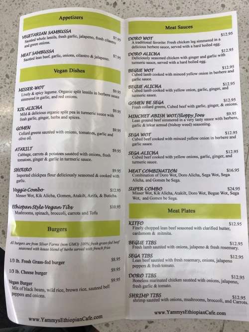 Yammy's Café & Deli menu in Oakland, California, USA