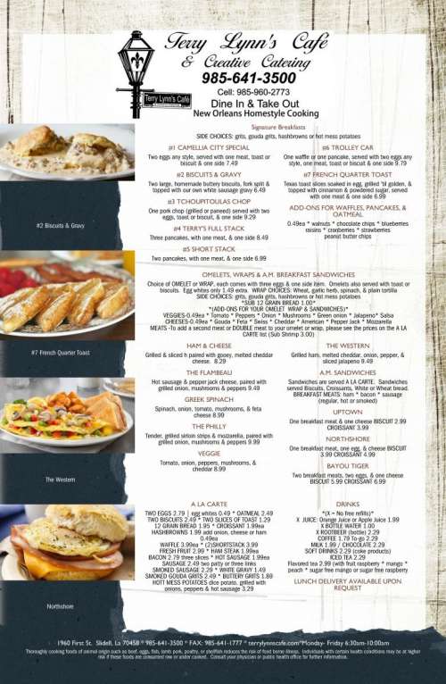 Terry Lynn's Cafe & Creative menu in Slidell, Louisiana, USA