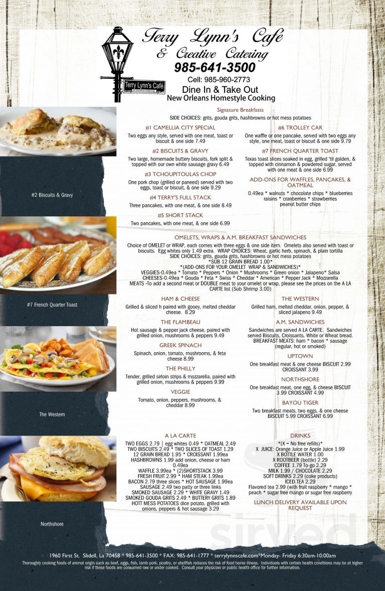 Terry Lynn's Cafe & Creative menu in Slidell, Louisiana, USA