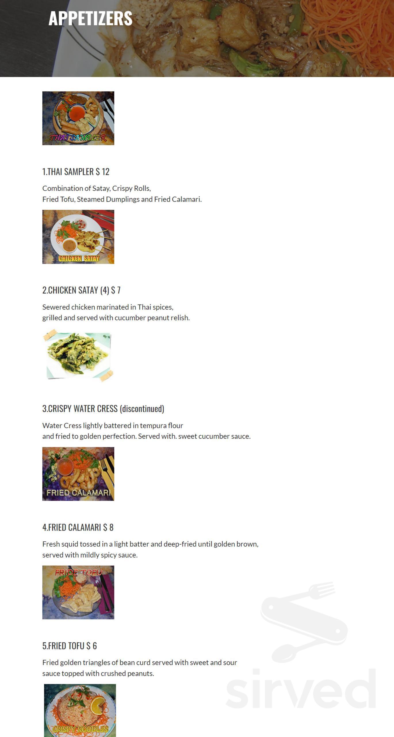 Menu - Winchester VA's Thai Winchester Restaurant | Sirved
