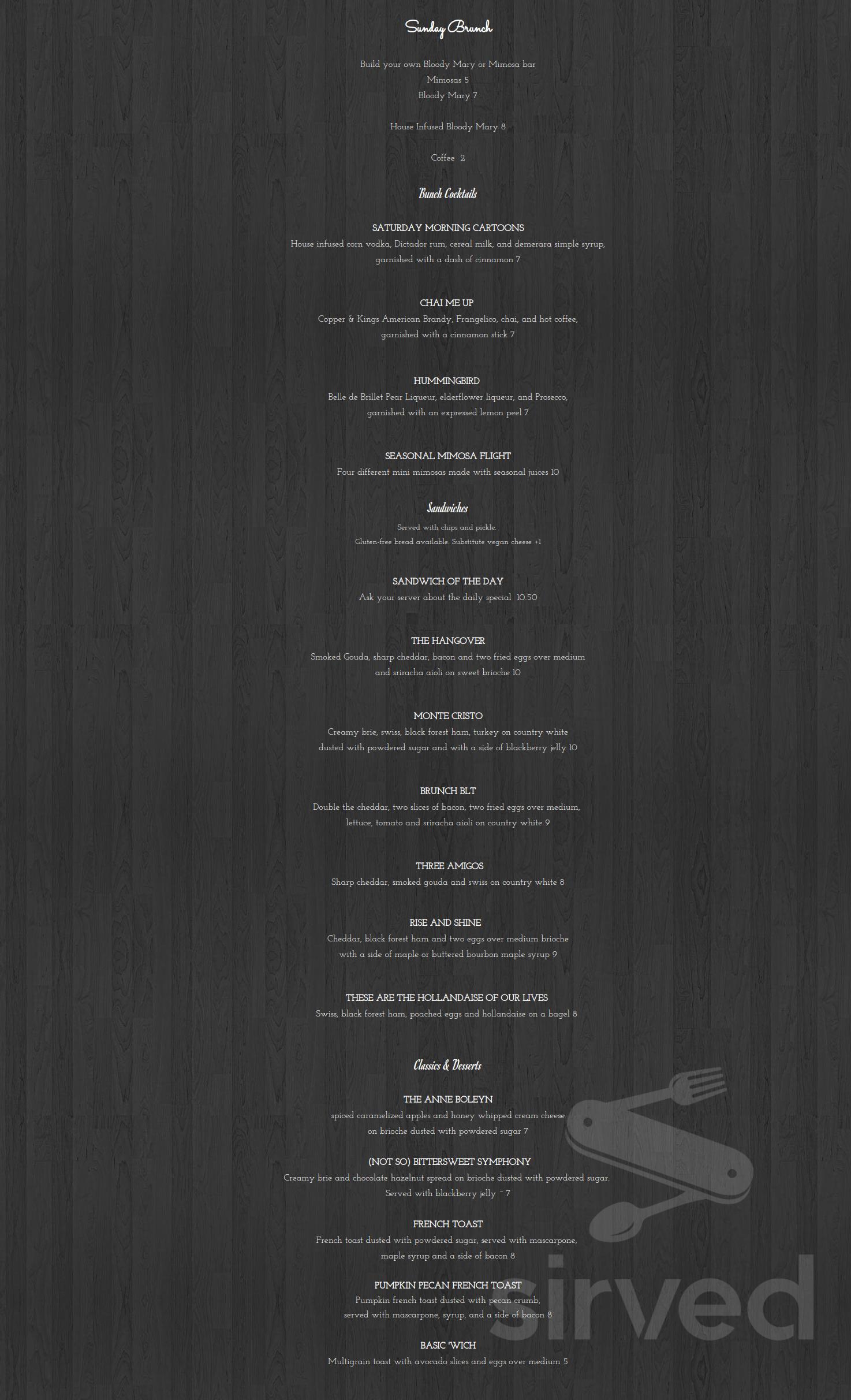 The Wheel Barrel menu in Topeka, Kansas, USA