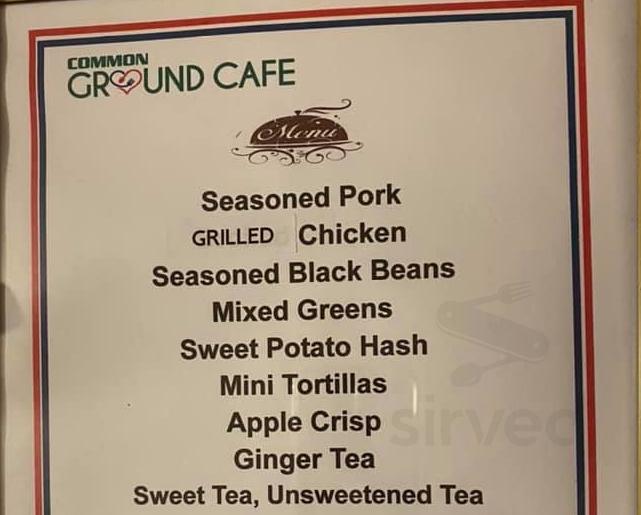 Menu for Common Ground Cafe in Shelby, NC | Sirved