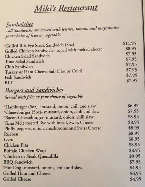 Miki's Restaurant menu in Matthews, North Carolina, USA