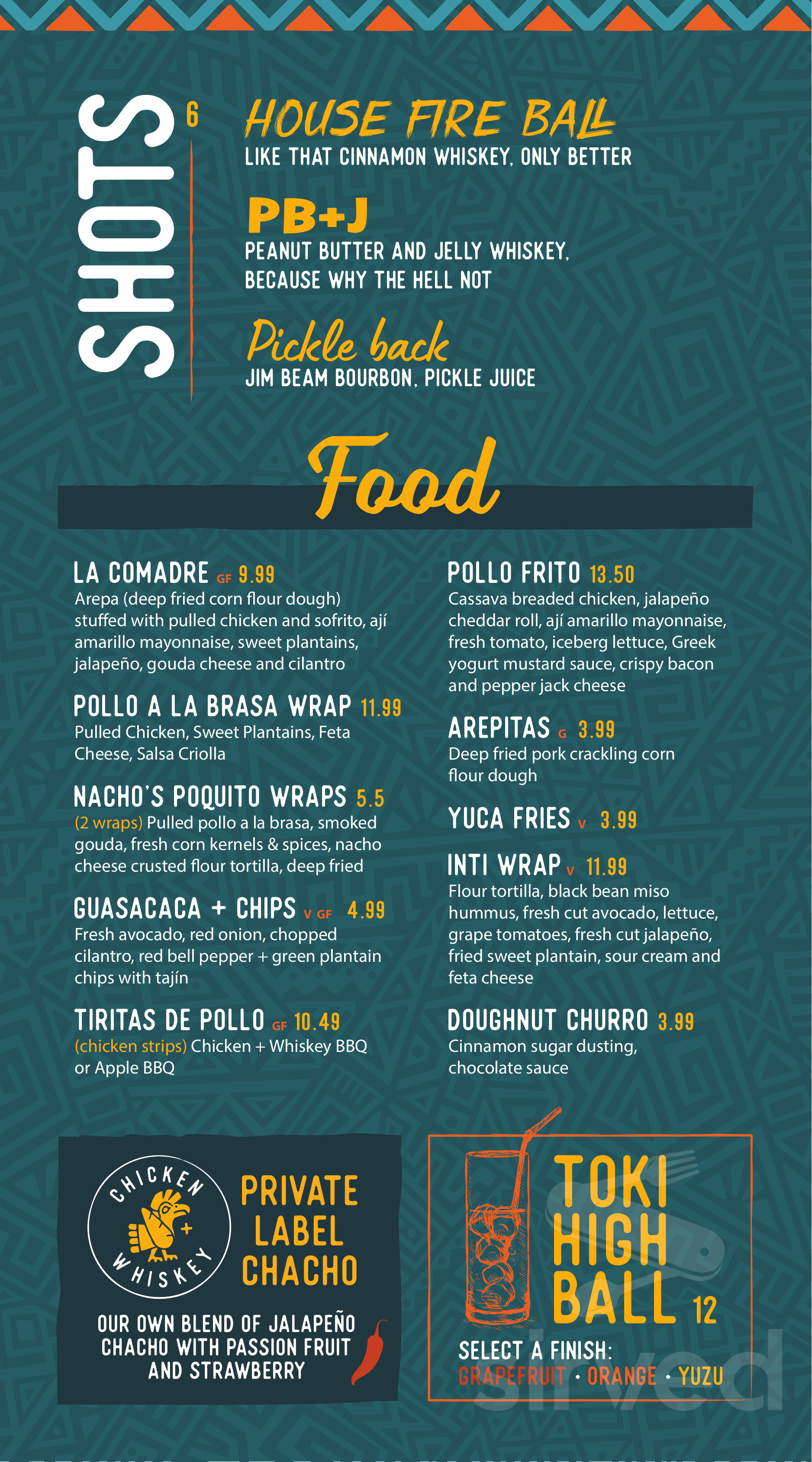 Menu - 1738 14th St NW WA's Chicken + Whiskey | Sirved