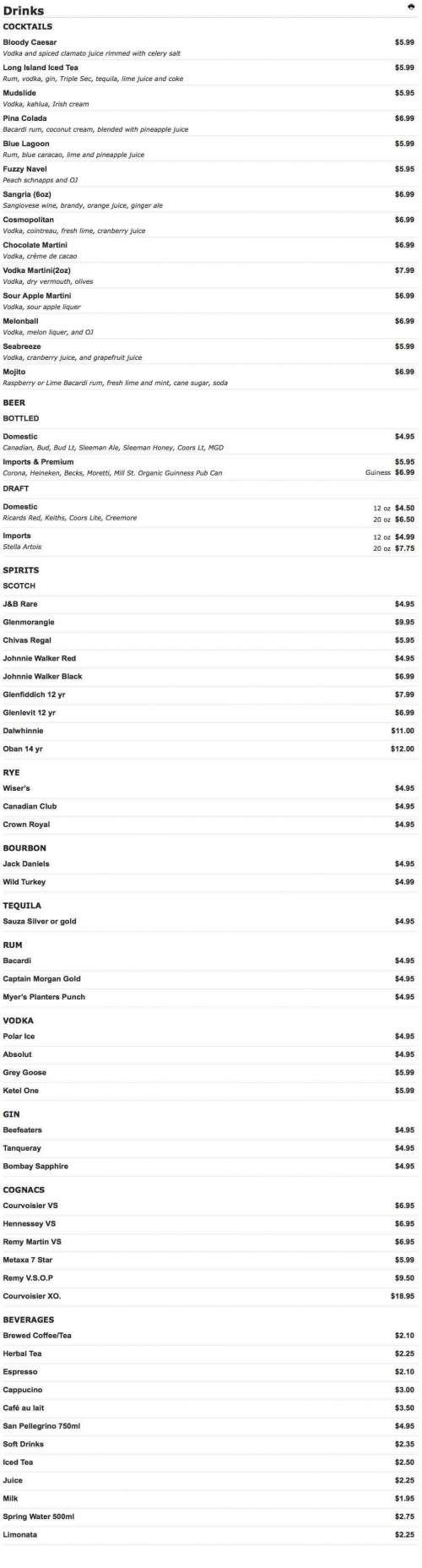 Remezzo Italian Bistro menu in Scarborough, Ontario, Canada