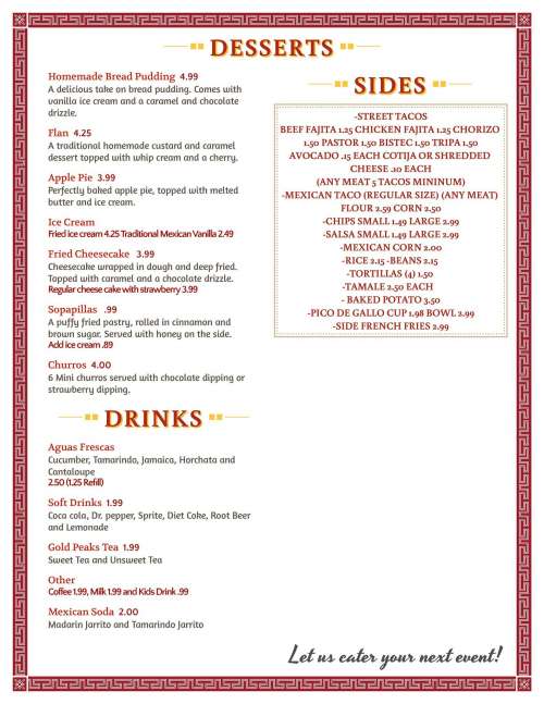 Jocelyn's Mexican Grill menu in Longview, Texas, USA