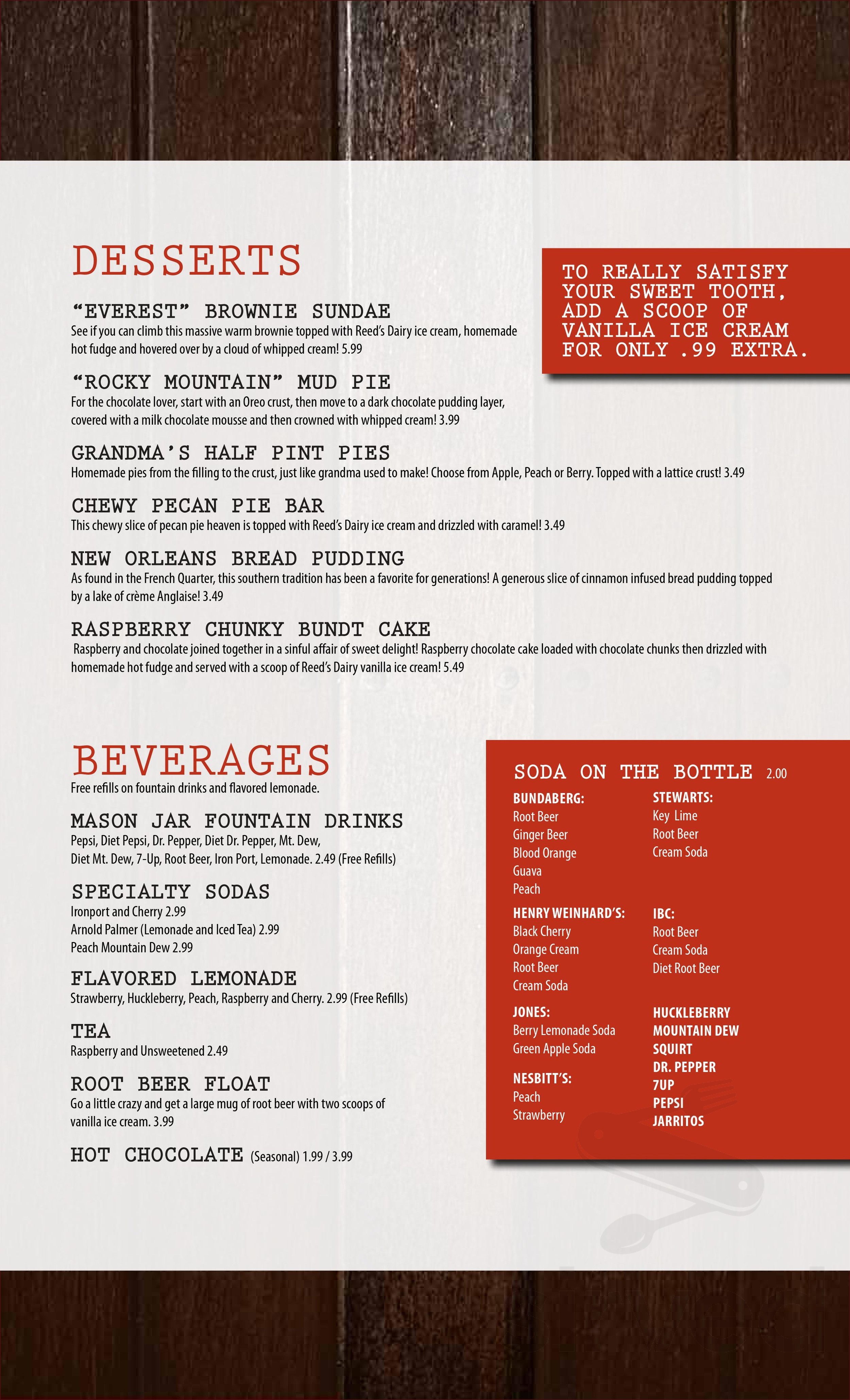 The Hickory menu in Rexburg, Idaho, USA