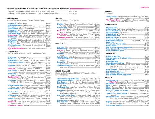 Starliner Diner menu in Glendale, Arizona, USA