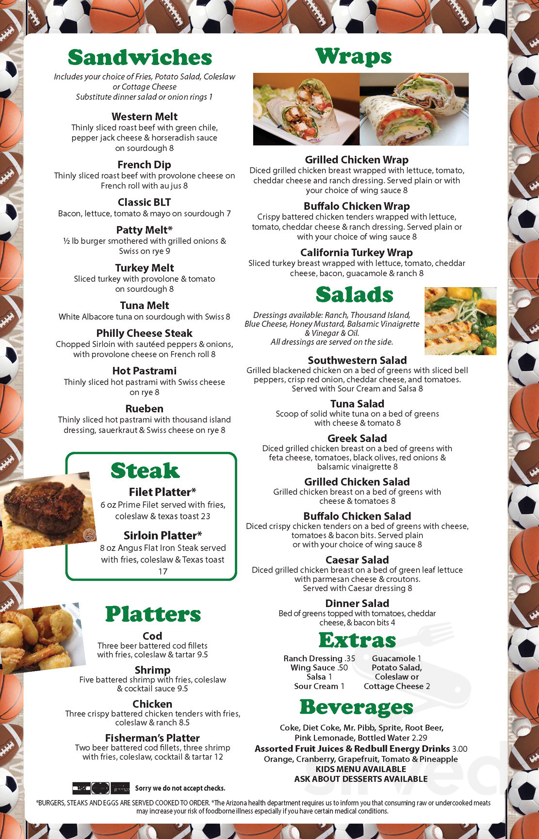Menu for McMashers Sports Bar & Grill in Casa Grande, AZ | Sirved