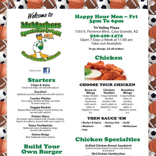 McMashers Sports Bar & Grill menu in Casa Grande, Arizona, USA