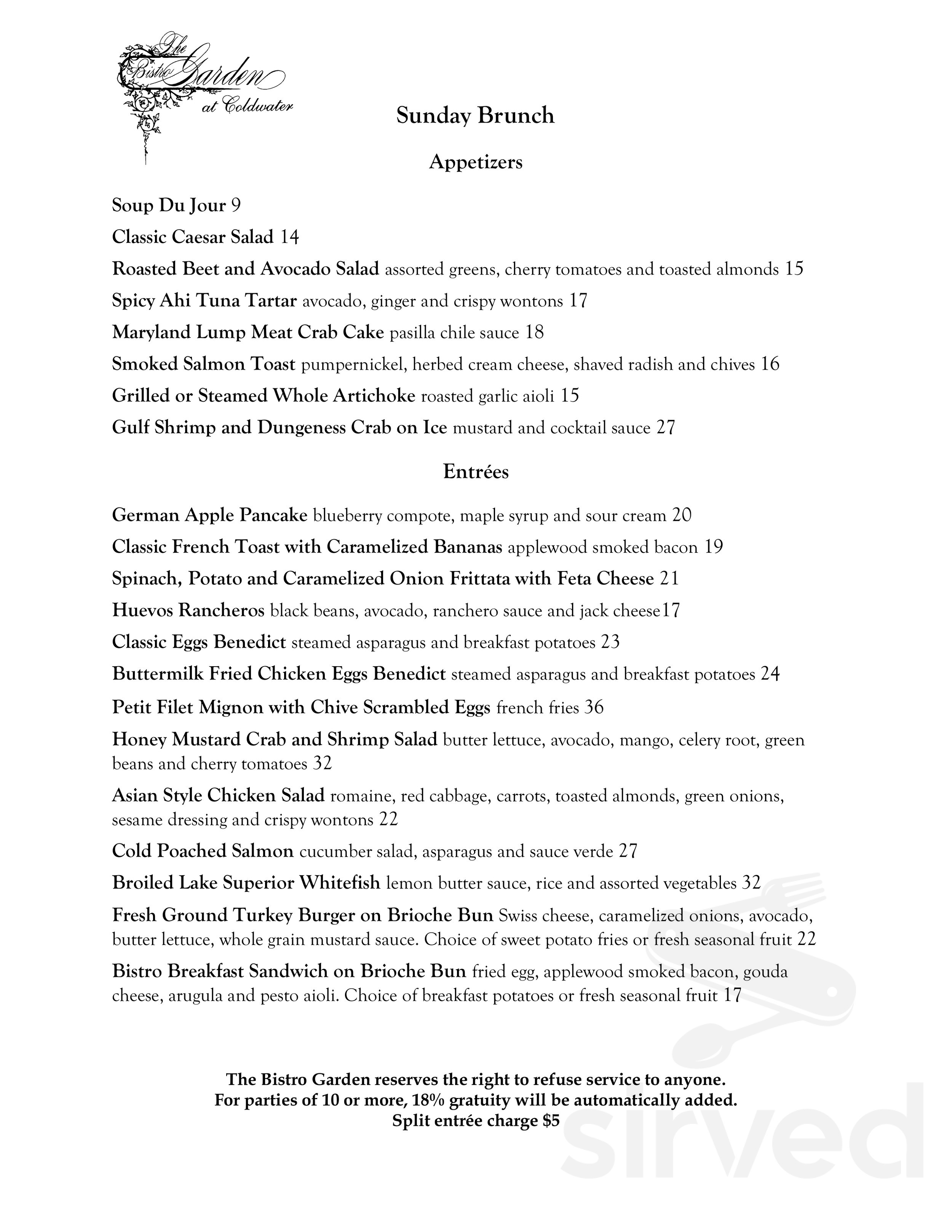 Bistro Garden at Coldwater menus in Studio City, California, United States