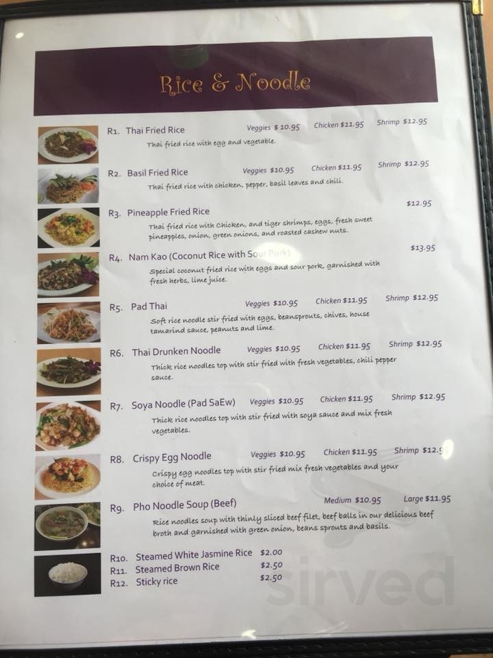 Menu - Concord ON's Arroy Thai Restaurant | Sirved