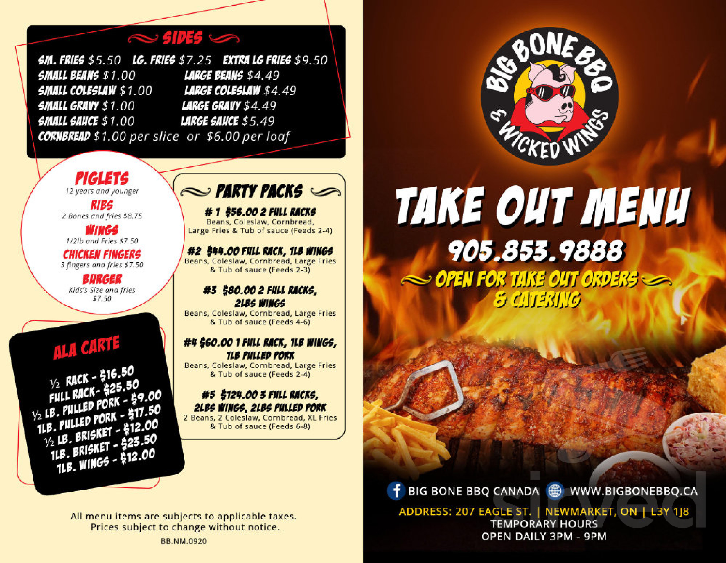 Big Bone BBQ Menu In Newmarket Ontario Canada Big Bone BBQ Menu In Newmarket Ontario Canada