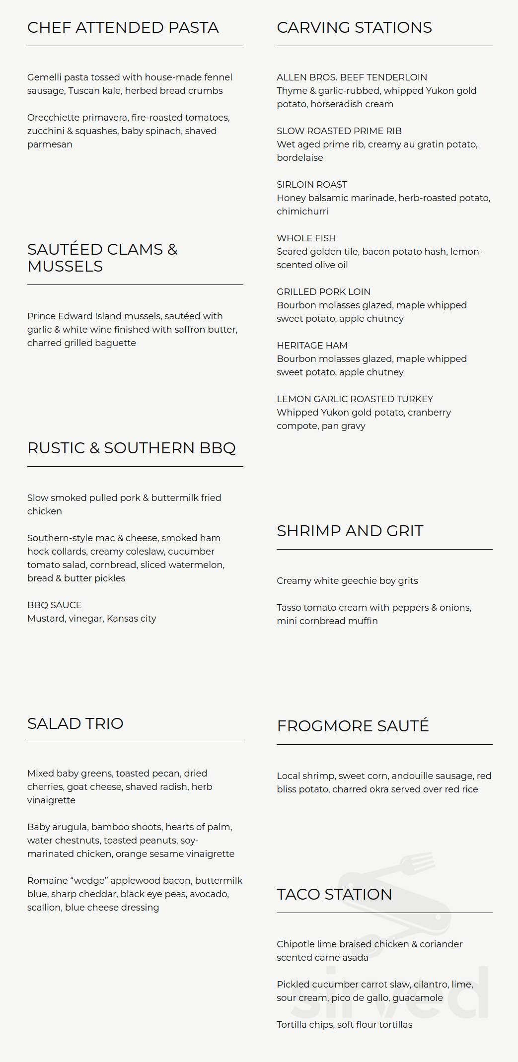 Halls Signature Events at 5 Faber menu in Charleston, South Carolina, USA