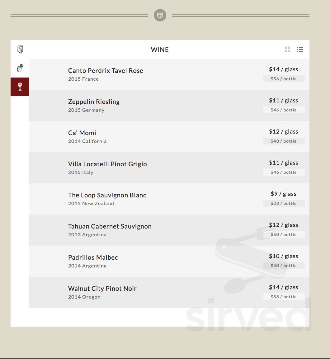 Babs' Underground menu in Ann Arbor, Michigan, USA