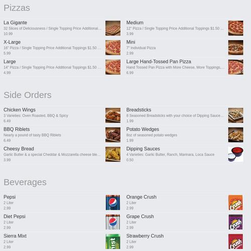 Pizza Loca menu in El Monte, California, USA
